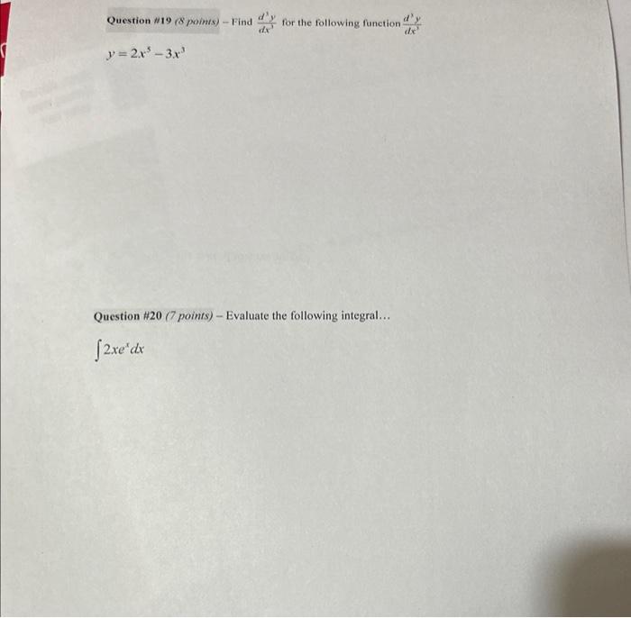 Solved Question #19(s poinrs) - Find dx3d3y for the | Chegg.com