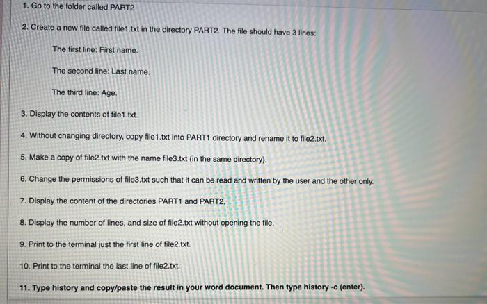 Solved 2. Create a new file called file1.txt in the | Chegg.com