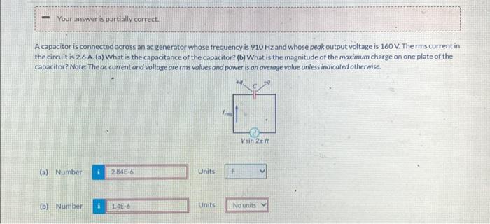 Solved A capacitor is connected across an ac generator whose | Chegg.com