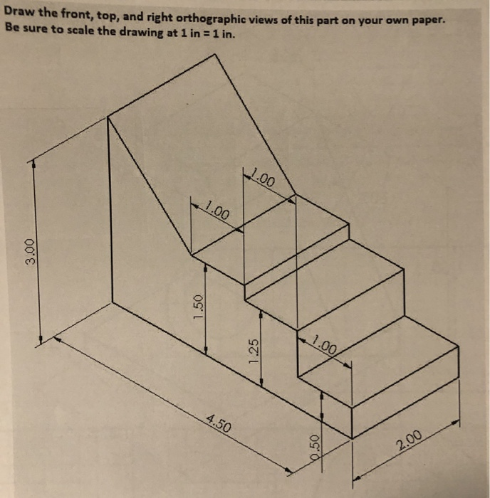 Solved Draw the front, top, and right orthographic views of | Chegg.com