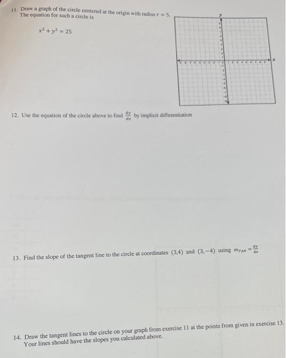 Solved 11. Draw a graph of the circle centered at the origin | Chegg.com
