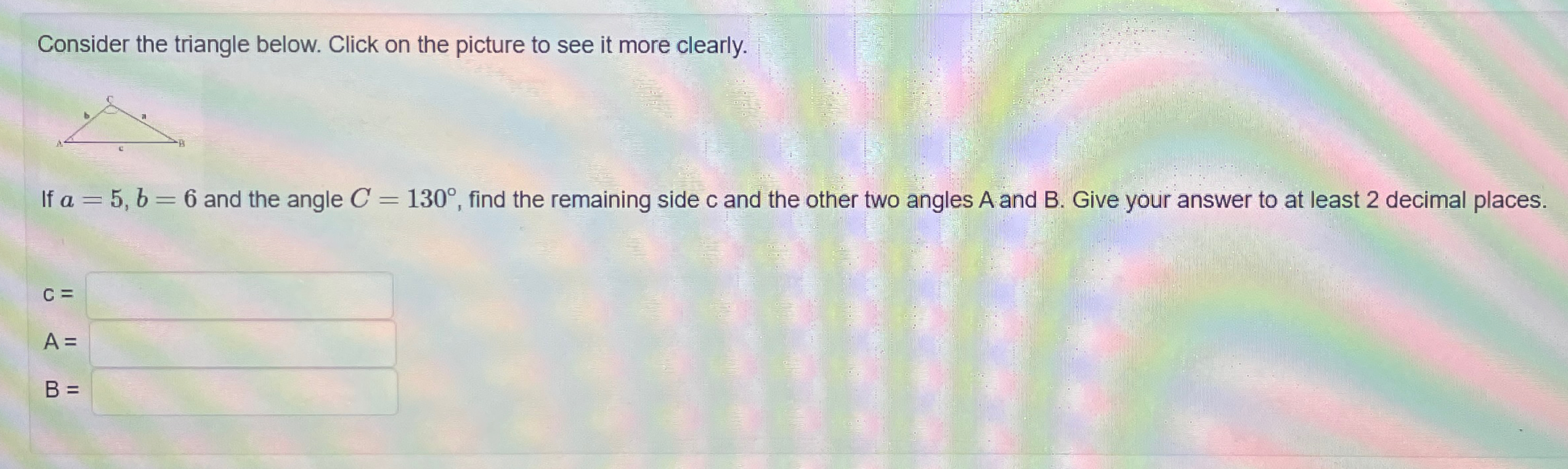 Solved Consider the triangle below. Click on the picture to | Chegg.com