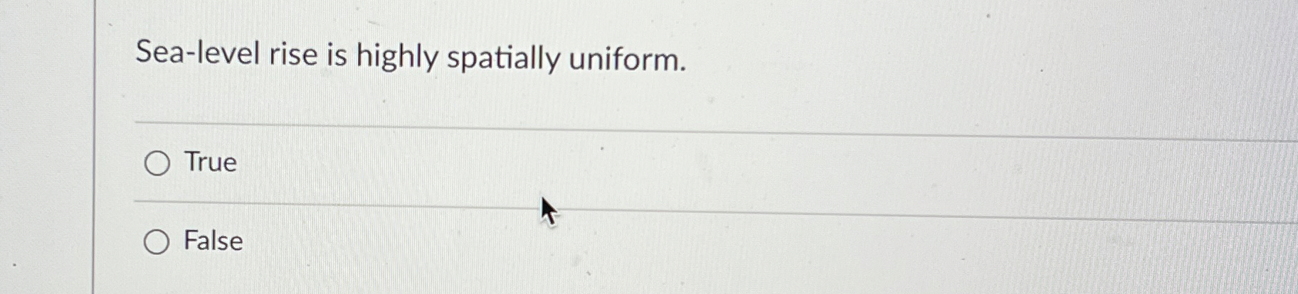 Solved Sea-level rise is highly spatially uniform.TrueFalse | Chegg.com