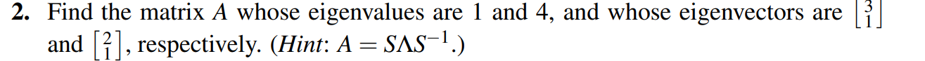 Solved Find the matrix A whose eigenvalues are 1 ﻿and 4 , | Chegg.com