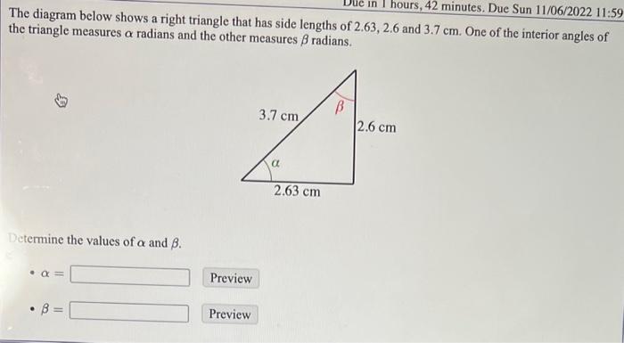 Solved The diagram below shows a right triangle that has | Chegg.com