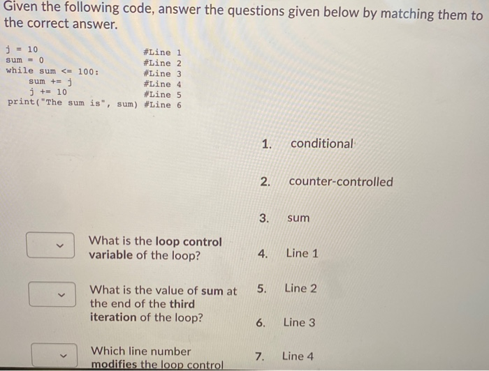 Solved Given the following code, answer the questions given | Chegg.com