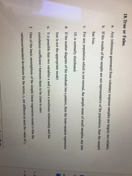 Solved 18. True or False. a. Any inferences generated from | Chegg.com