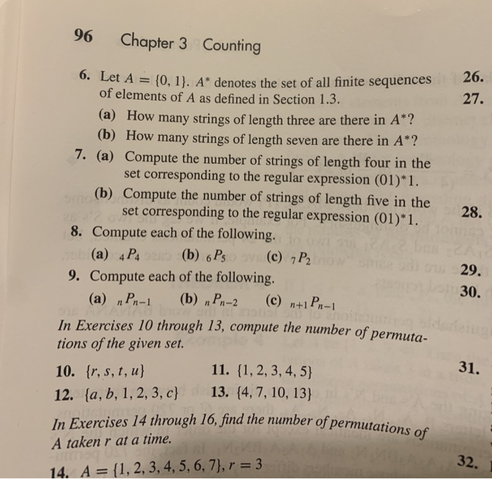 Solved 96 Chapter 3 Counting 27. 28. A = {0, 1}. A* denotes | Chegg.com