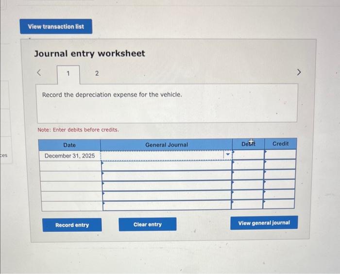 Solved Journal entry worksheet Record the depreciation | Chegg.com
