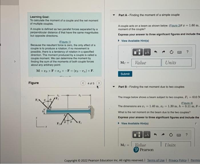 Solved A Review Part A - Finding the moment of a simple | Chegg.com