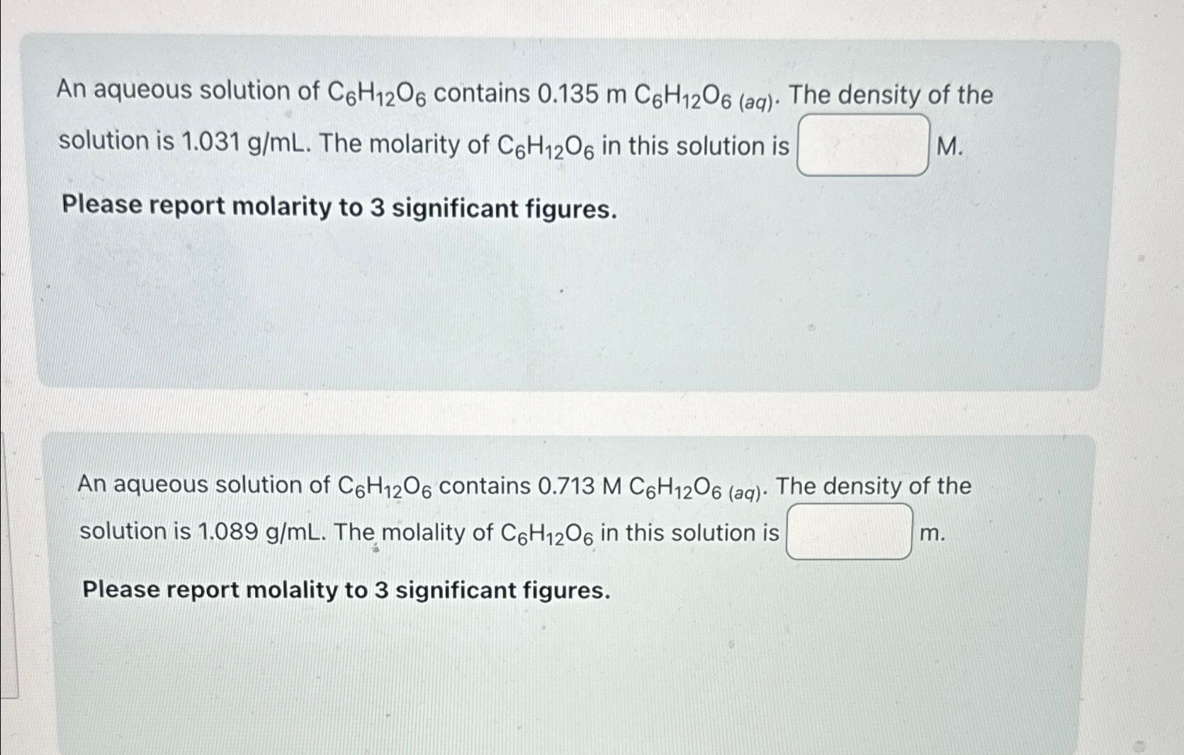Solved An aqueous solution of C6H12O6 ﻿contains | Chegg.com