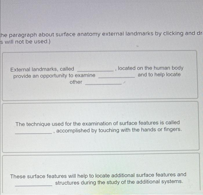 he paragraph about surface anatomy external landmarks | Chegg.com