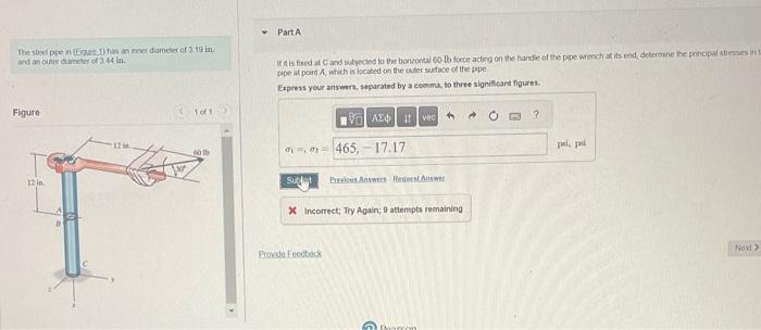 Solved and anciser daveter of 344 in. gipe at paint A, afich | Chegg.com