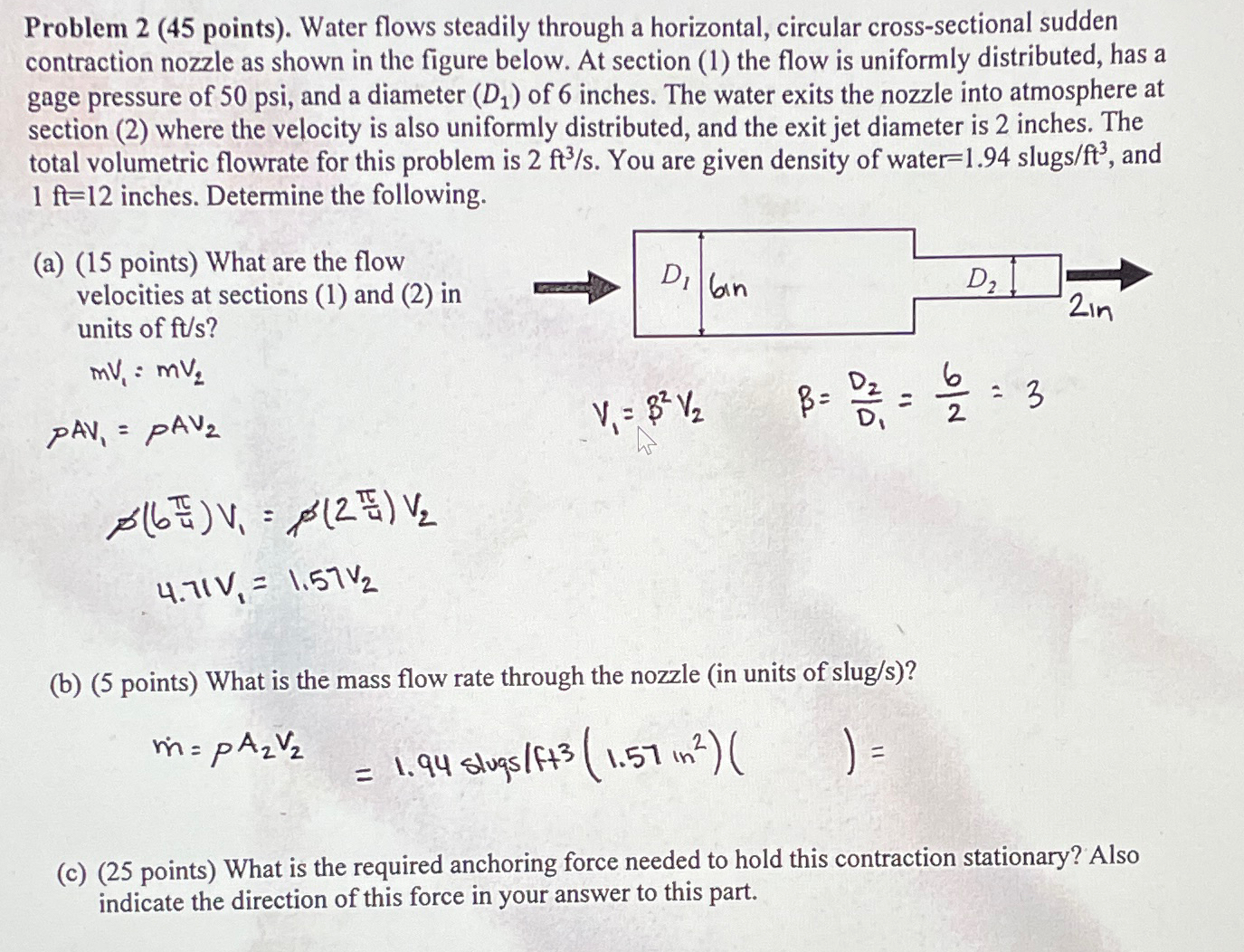 Solved Problem 2 ﻿ Water flows steadily through a | Chegg.com