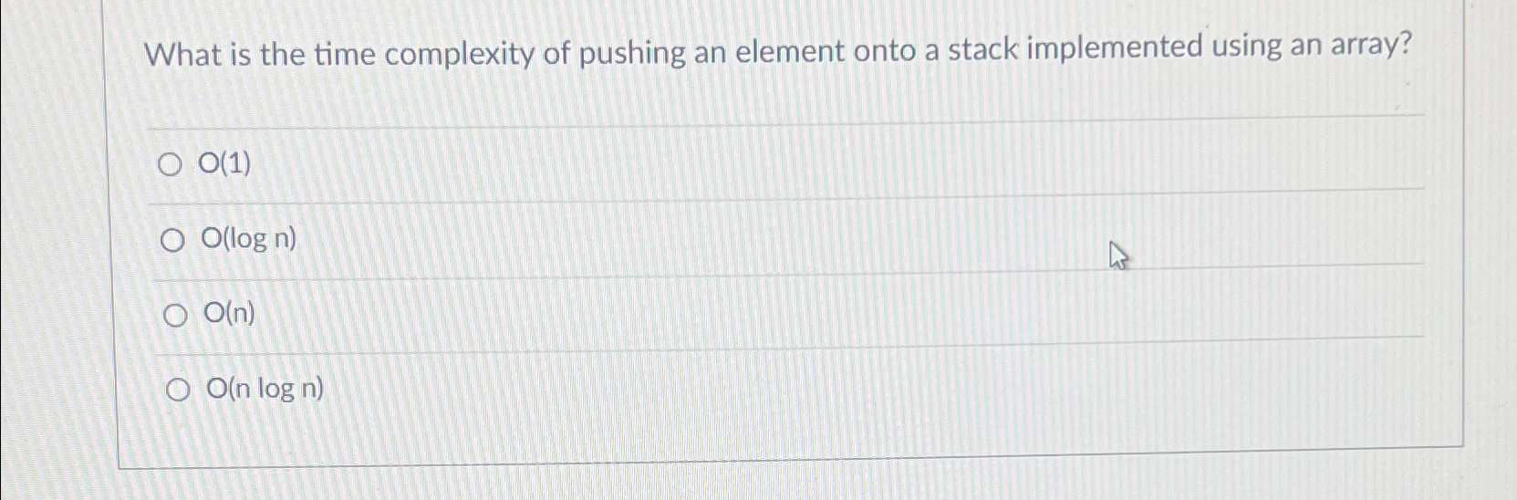 Solved What is the time complexity of pushing an element | Chegg.com
