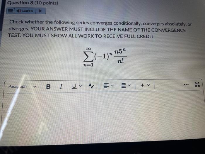 Solved Check whether the following series converges | Chegg.com