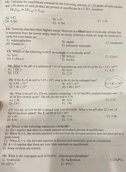 [Solved]: pls help to solve all multiple choice 11) Calculat