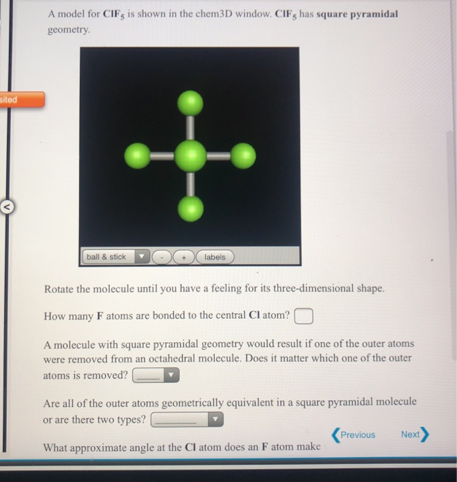 Solved A model for CIF, is shown in the chem3D window. CIF, | Chegg.com