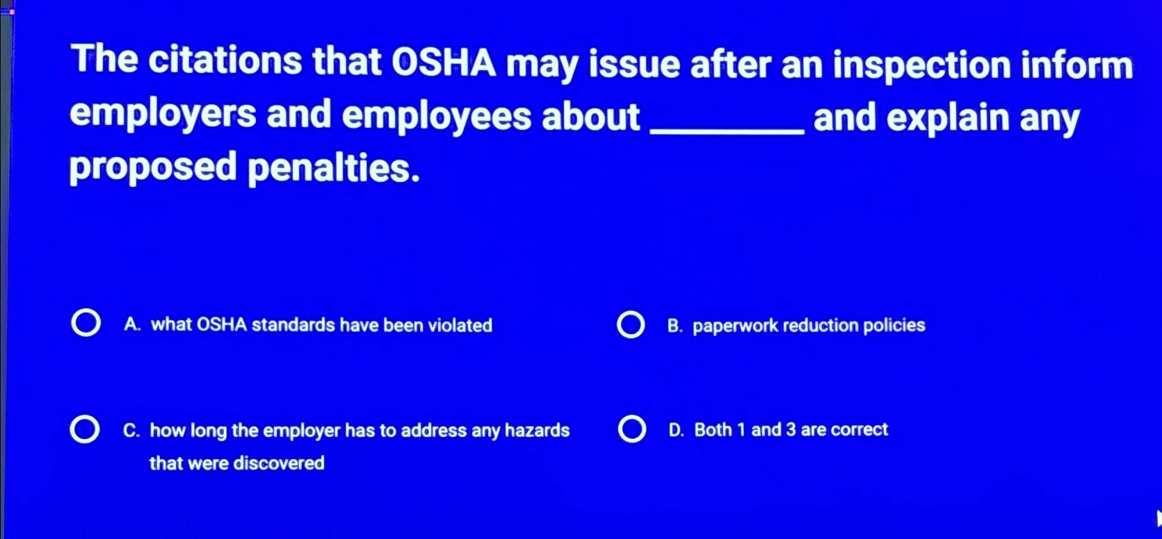 Solved The citations that OSHA may issue after an inspection | Chegg.com