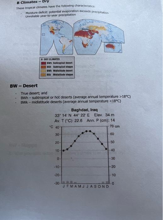 Solved B Climates - Dry These tropical climates have the | Chegg.com