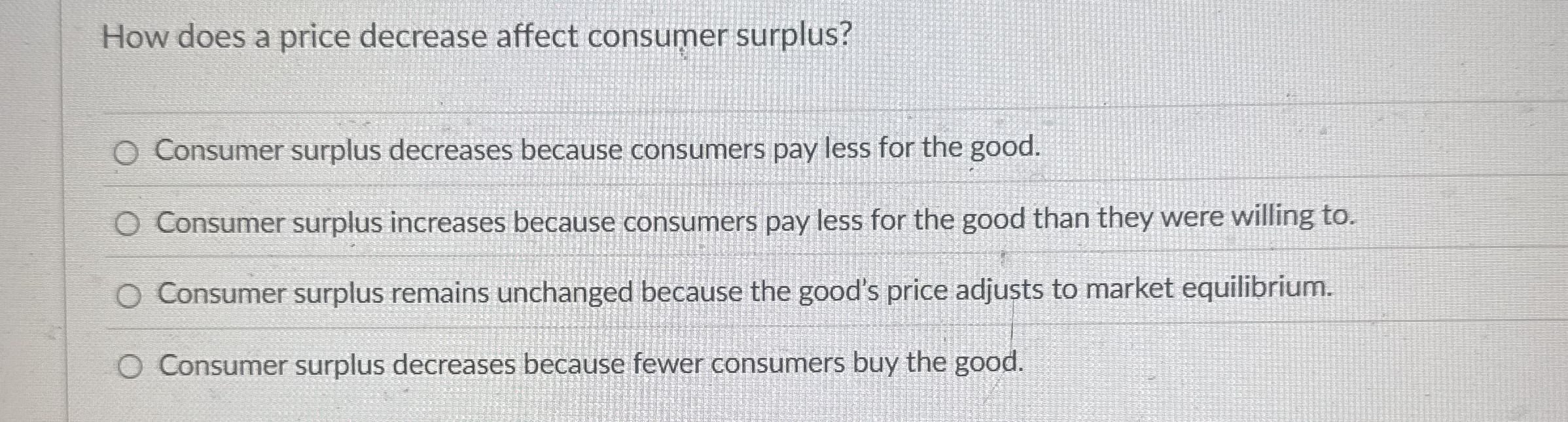 How does a price decrease affect consumer | Chegg.com