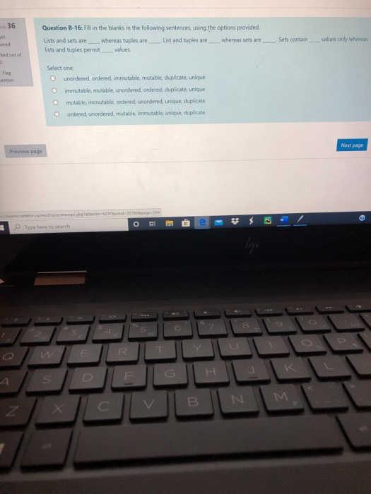 Solved 36 Question B-16: Fill in the blanks in the following | Chegg.com