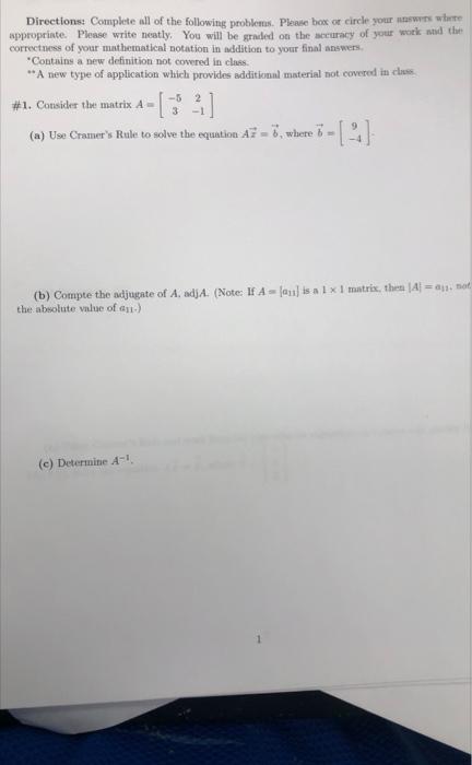 Solved Directions: Complete all of the following problens. | Chegg.com