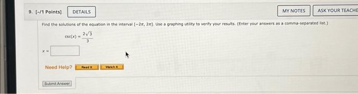 Solved csc(x)=323 | Chegg.com
