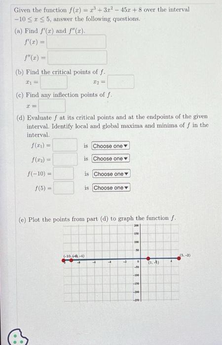find:f'(x)f"(x)find critical pointsx1=x2=find | Chegg.com