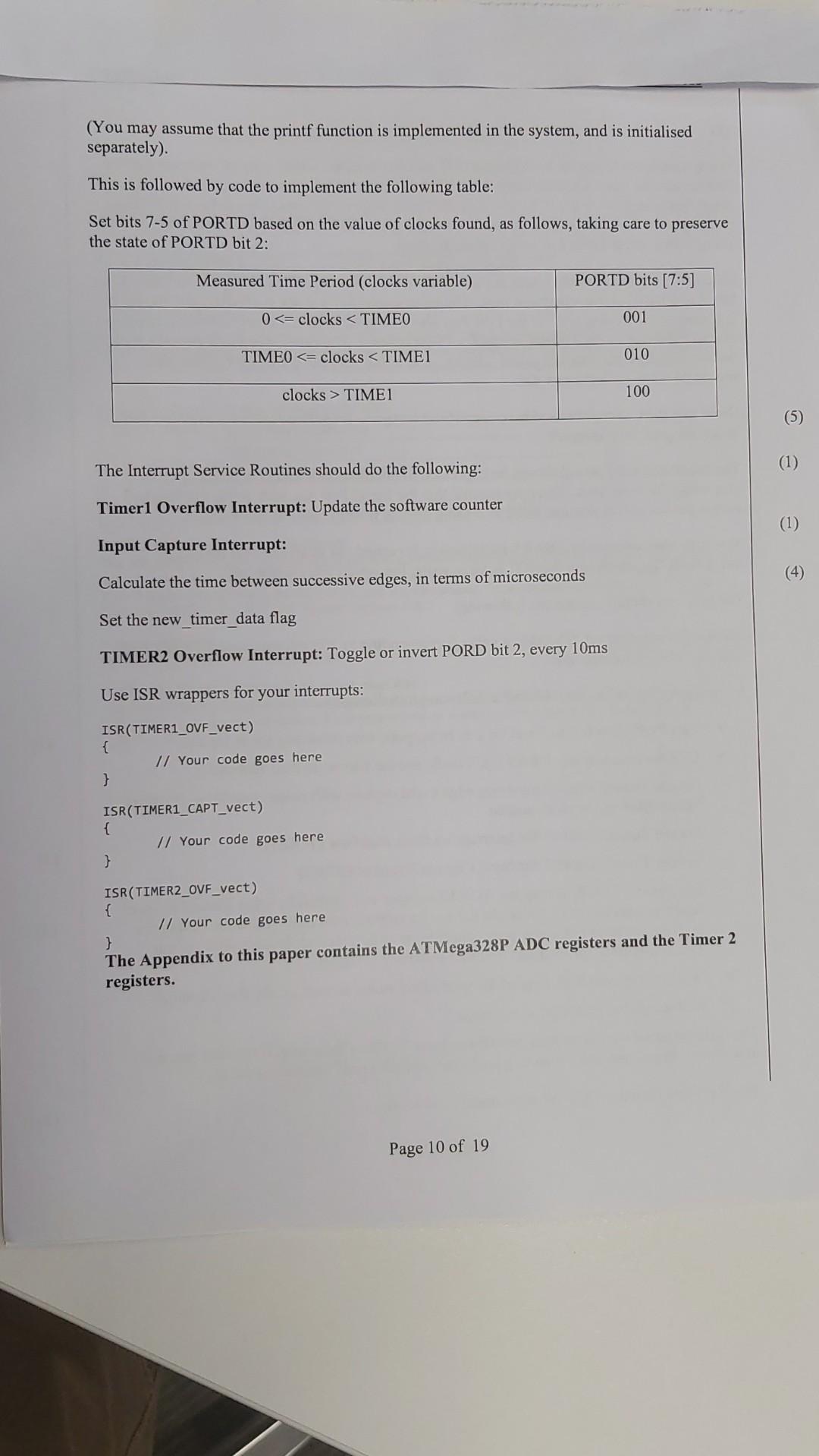 Q3 Write a program to run on an ATMega328P | Chegg.com