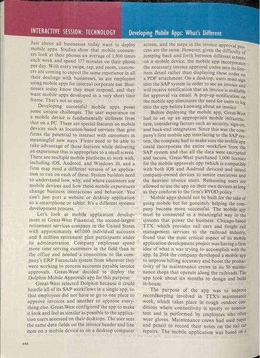 Solved INTERACTIVE SESSION: TECHNOLOGY Developing Mobile | Chegg.com