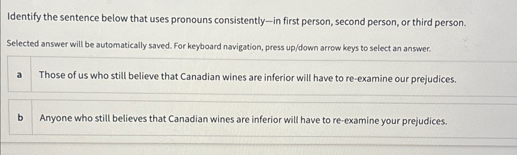 Solved Identify the sentence below that uses pronouns | Chegg.com
