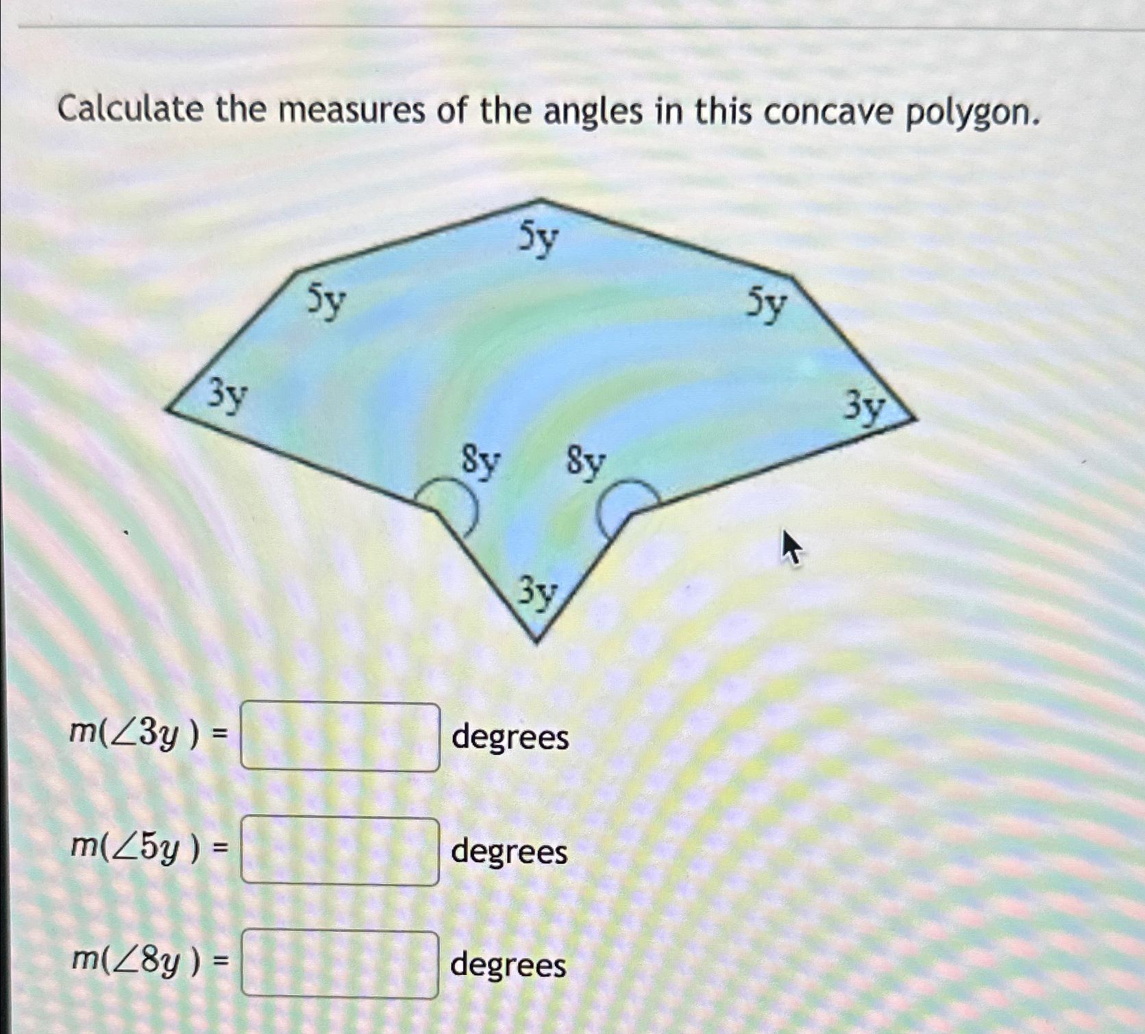 Solved Calculate the measures of the angles in this concave | Chegg.com