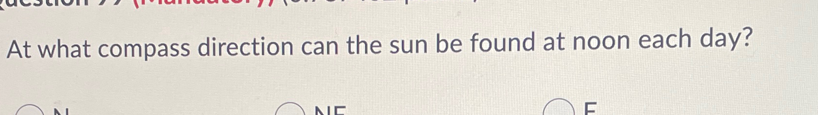 Solved At what compass direction can the sun be found at | Chegg.com