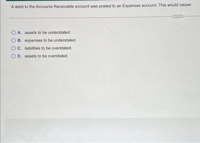 Solved A debit to the Accounts Receivable account was posted | Chegg.com