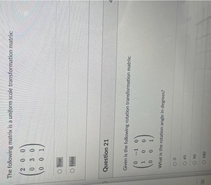 Solved The following matrix is a uniform scale | Chegg.com