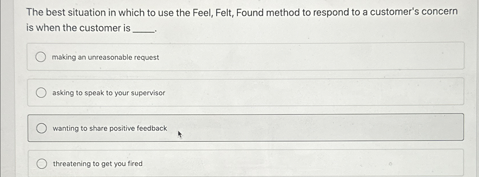 Solved The best situation in which to use the Feel, Felt, | Chegg.com