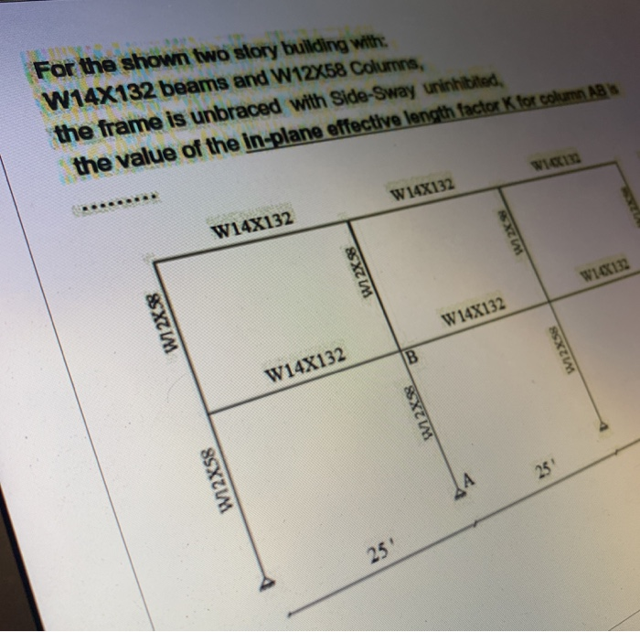 For the shown two story building with W14X132 beams | Chegg.com