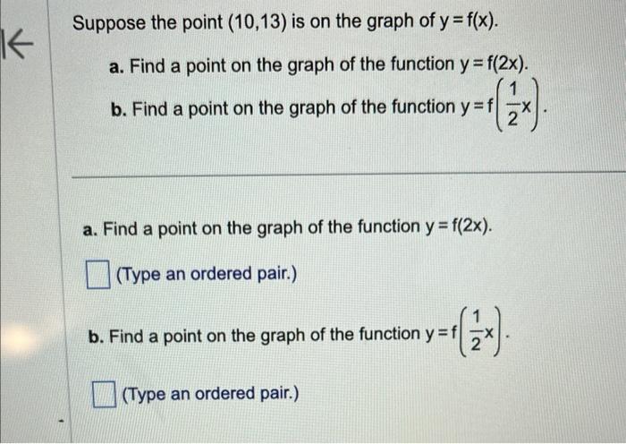 Solved Suppose the point (10,13) is on the graph of y=f(x). | Chegg.com