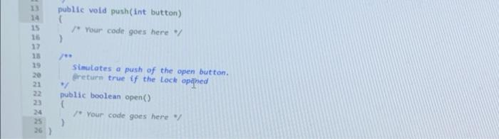 Solved Implement a class lock that simulates a lock with | Chegg.com
