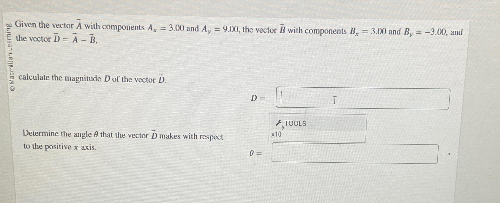 Solved Given the vector vec(A) ﻿with components Ax=3.00 ﻿and | Chegg.com