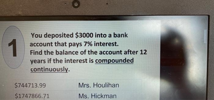 Solved 1 You deposited $3000 into a bank account that pays | Chegg.com