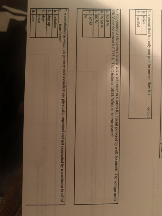 Solved 5. A circuit that has only one path for current flow | Chegg.com