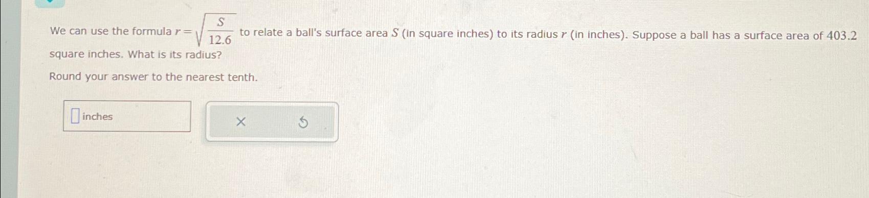 Solved We can use the formula r=S12.62 ﻿to relate a ball's | Chegg.com
