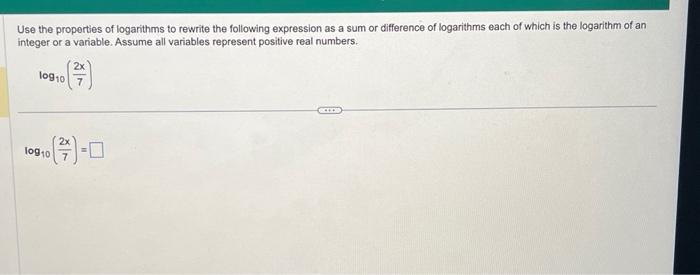 Solved Use the properties of logarithms to rewrite the | Chegg.com