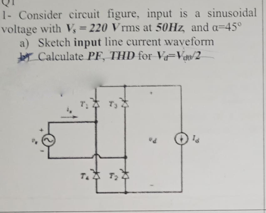 Solved 1- ﻿Consider circuit figure, input is a sinusoidal | Chegg.com