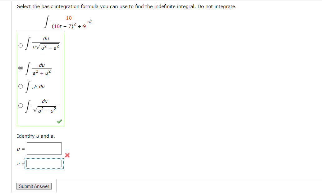 Solved Select the basic integration formula you can use to | Chegg.com