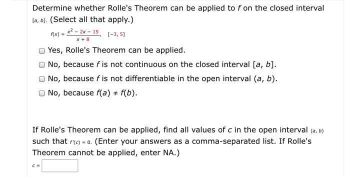 Solved Determine whether Rolle's Theorem can be applied to f | Chegg.com