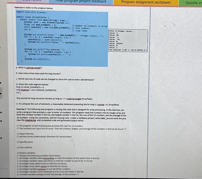 Solved Exercise 1: Given: int [] years Aur = new int [4]; | Chegg.com