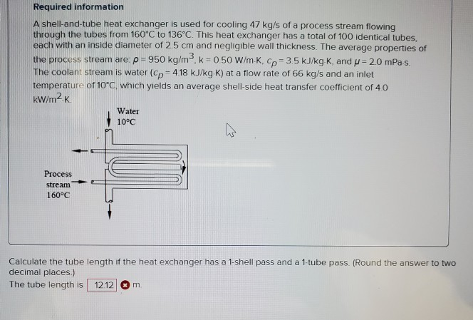 Solved Required information A shell-and-tube heat exchanger | Chegg.com